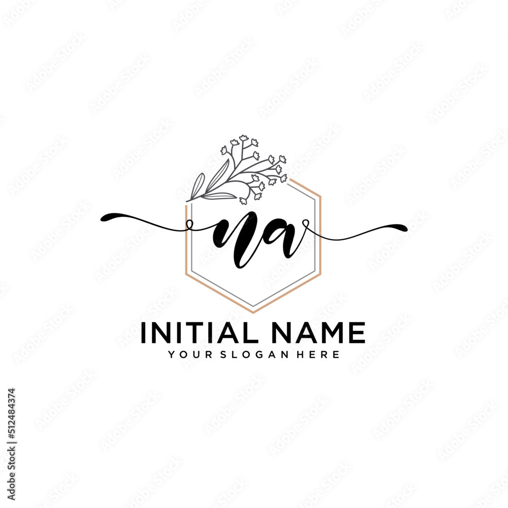 Initial letter NA beauty handwriting logo vector Stock Vector | Adobe Stock