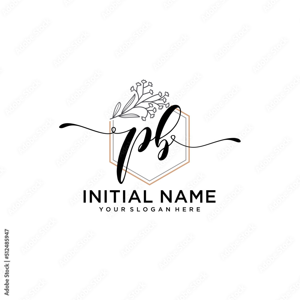 Initial letter PB beauty handwriting logo vector Stock Vector | Adobe Stock