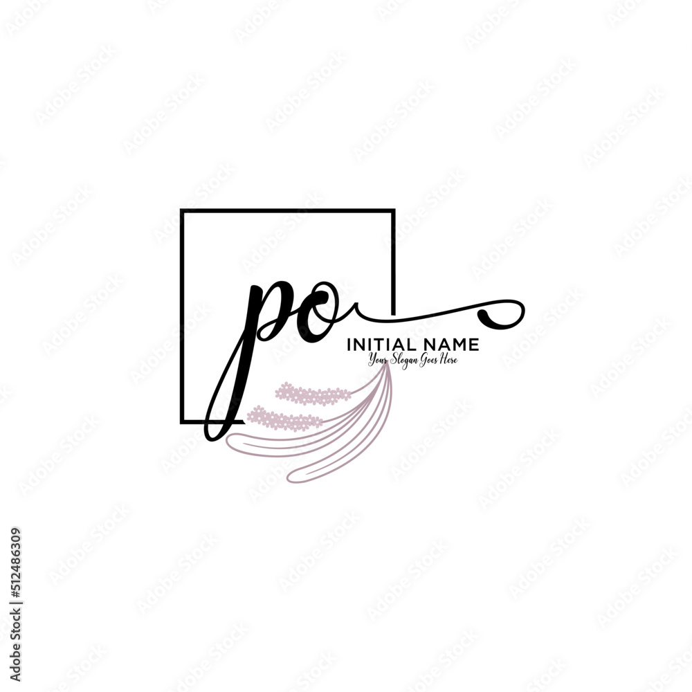 Initial letter PO beauty handwriting logo vector Stock Vector | Adobe Stock