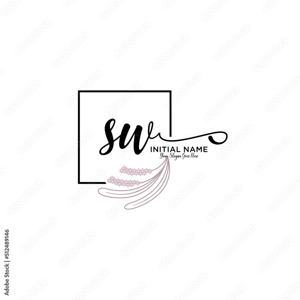 Initial letter SW beauty handwriting logo vector Stock Vector | Adobe Stock