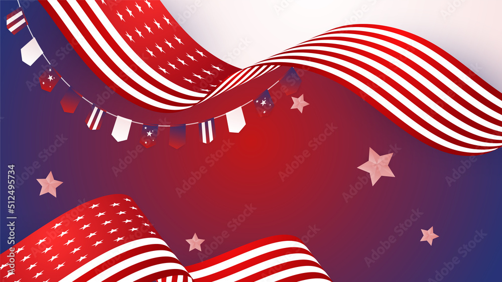 USA flag background. American flag waving in the wind vector ...