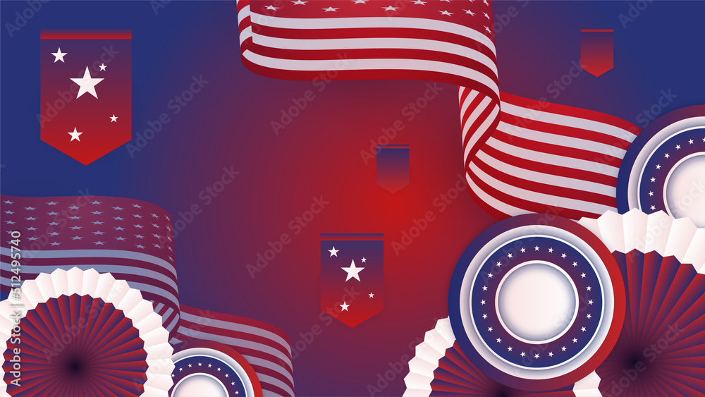 USA flag background. American flag waving in the wind vector ...