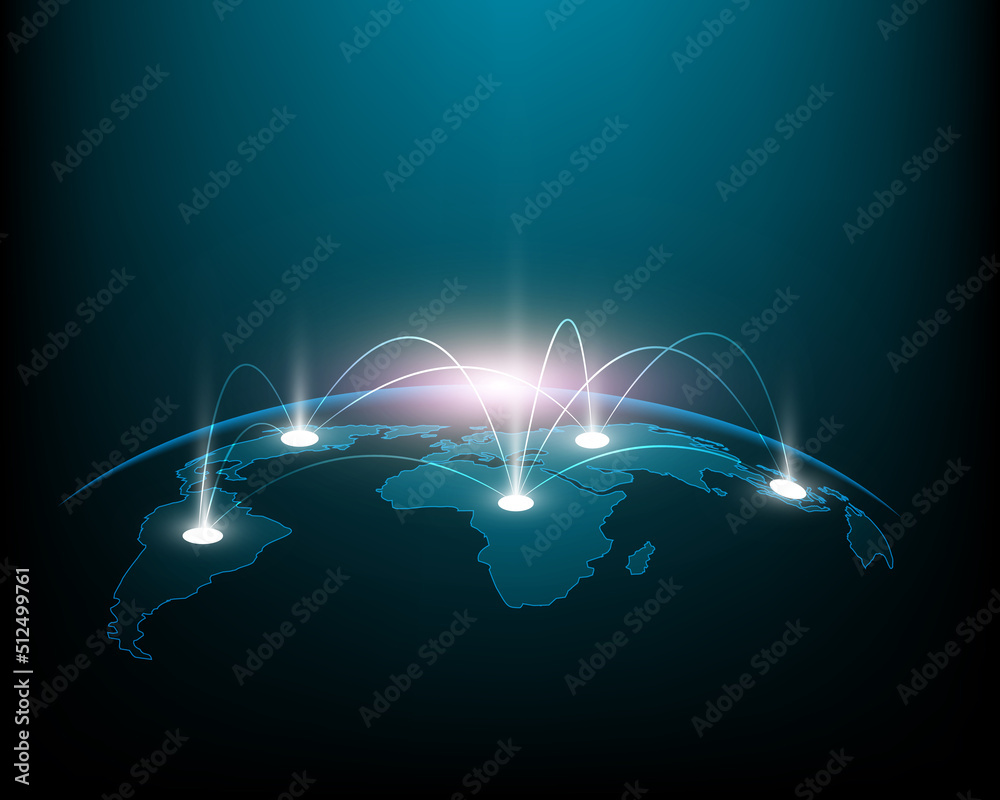 world map. network illustration. global business network connection ...