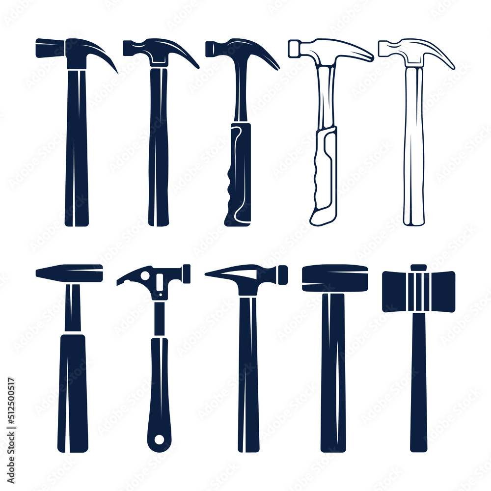 Hammer Vector And Clip Art Collection, Creative Simple Black Color And ...
