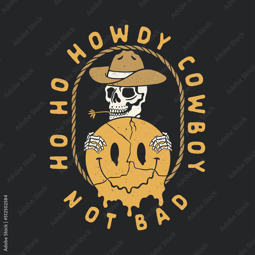 howdy illustration cowboy badge skull design vintage head Stock Vector ...