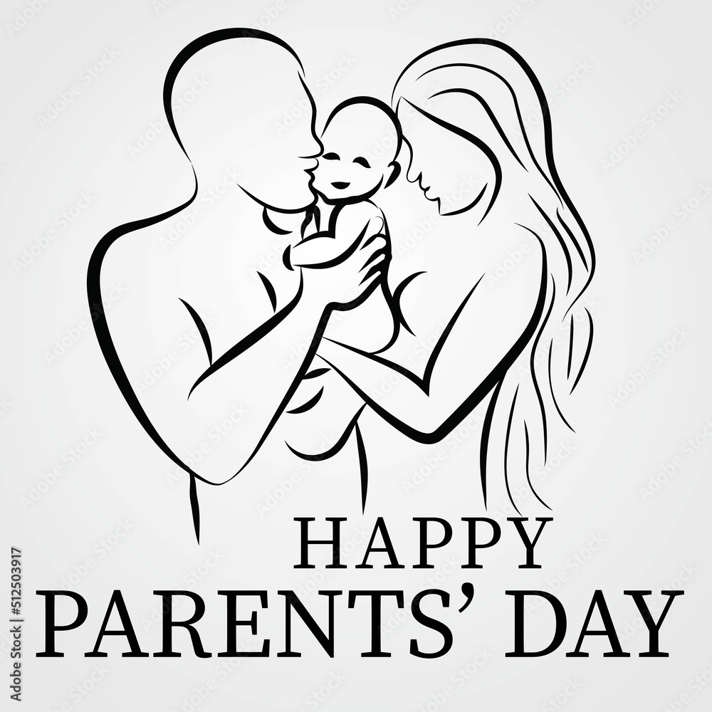 Happy Parents Happy parent's day. Illustration of young man and woman ...