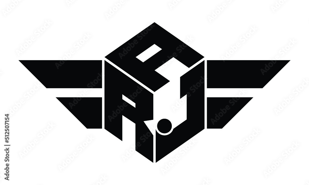 ARJ three letter gaming logo in polygon cube shape logo design vector ...