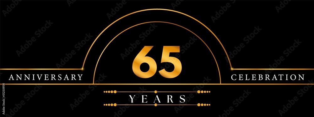 65 Anniversary Celebration Circle Gold Number Template Design. Poster ...