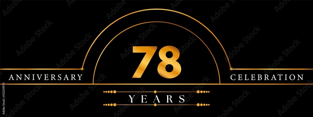 78 Anniversary Celebration Circle Gold Number Template Design. Poster ...