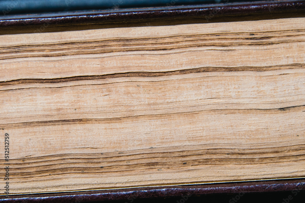 Texture of very old paper with stains, old book with yellowed pages ...
