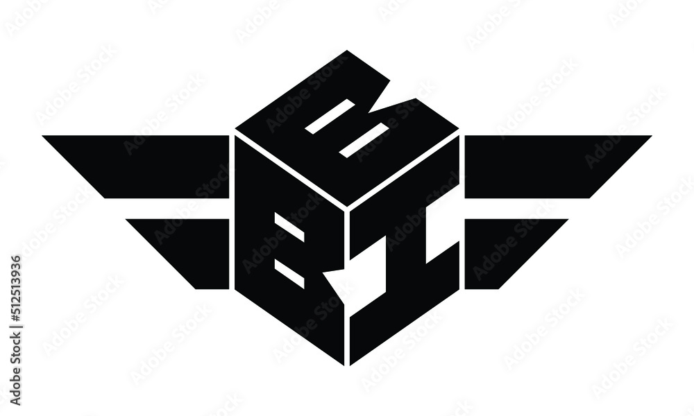 BBI three letter gaming logo in polygon cube shape logo design vector ...