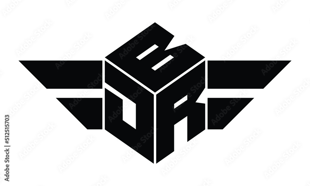 BDR three letter gaming logo in polygon cube shape logo design vector ...