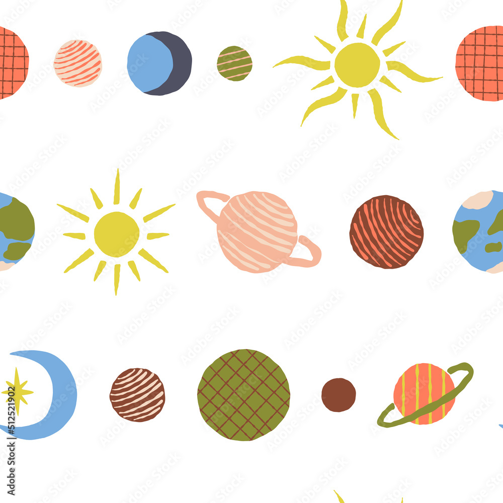 Celestial seamless pattern, space repeat. Universe, Solar or fantasy ...