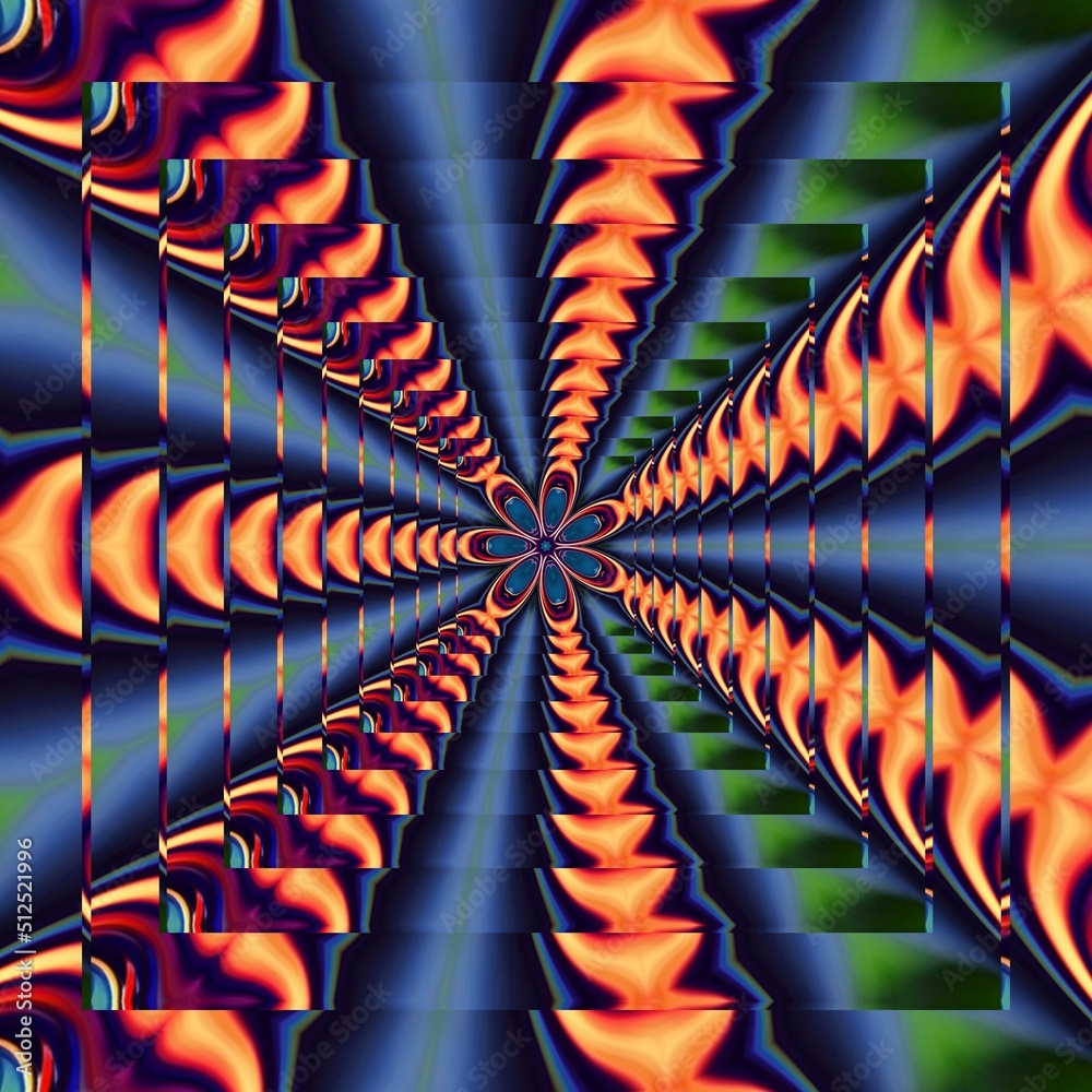 Digital design with flashy neon glow gradient colors. Kaleidoscope ...