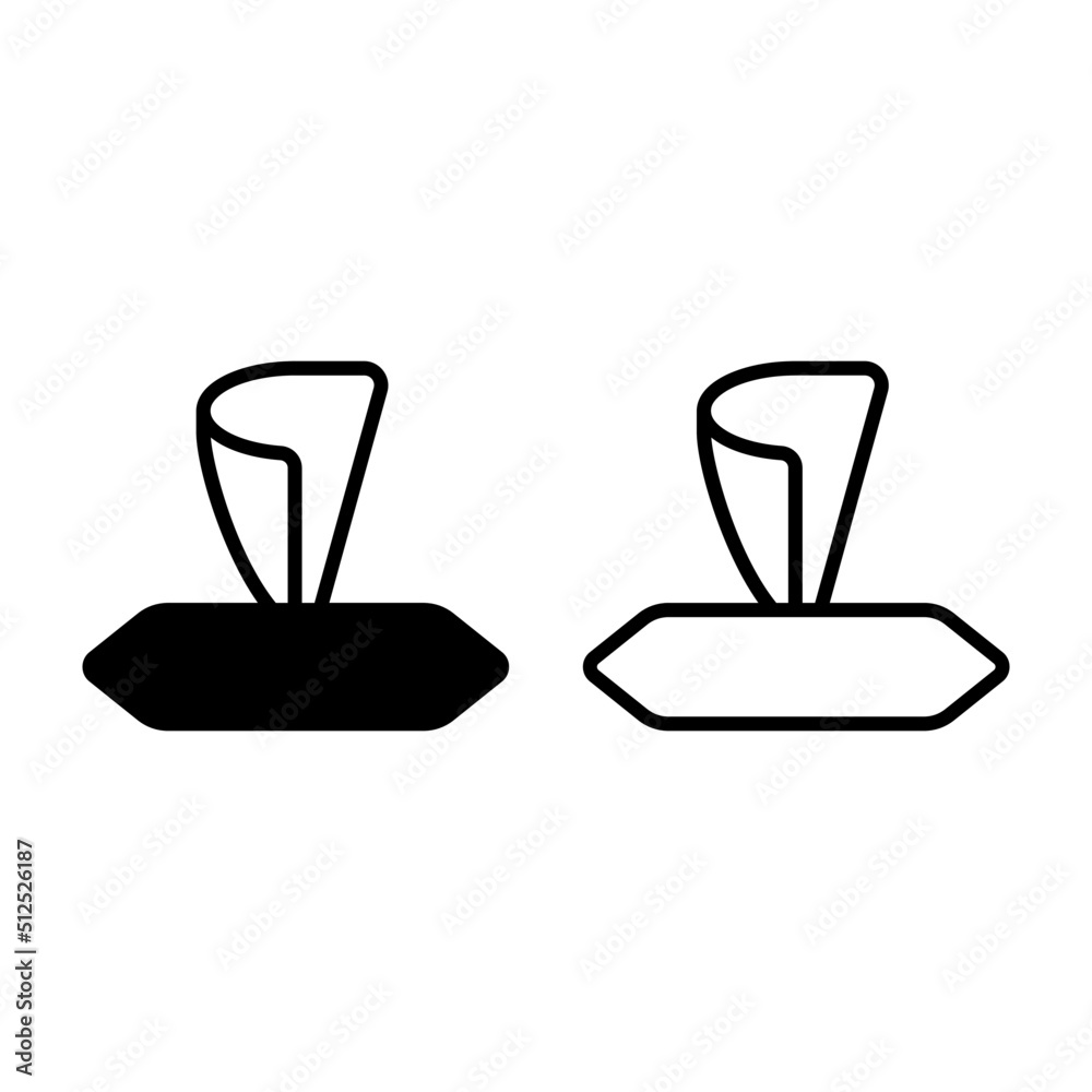 wet tissue icon with outline and solid line style. Suitable for website ...