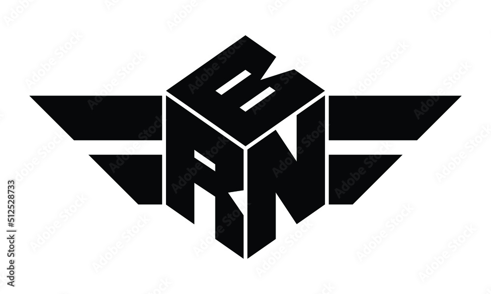 BRN three letter gaming logo in polygon cube shape logo design vector ...
