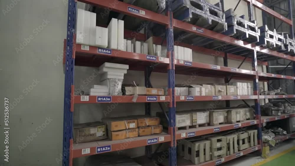 Lateral View Of Products On The Shelf In The Stockroom Of A Warehouse ...