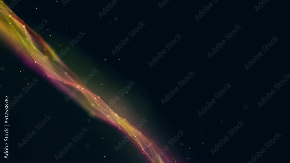 Animated neon background frame. Moving flow of wave cosmic energy ...