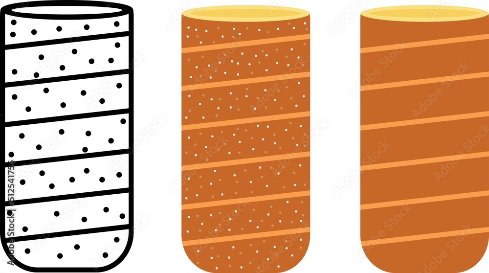 Chimney cake, kurtos kalacs sweet bread typical hungarian cake. Vector ...