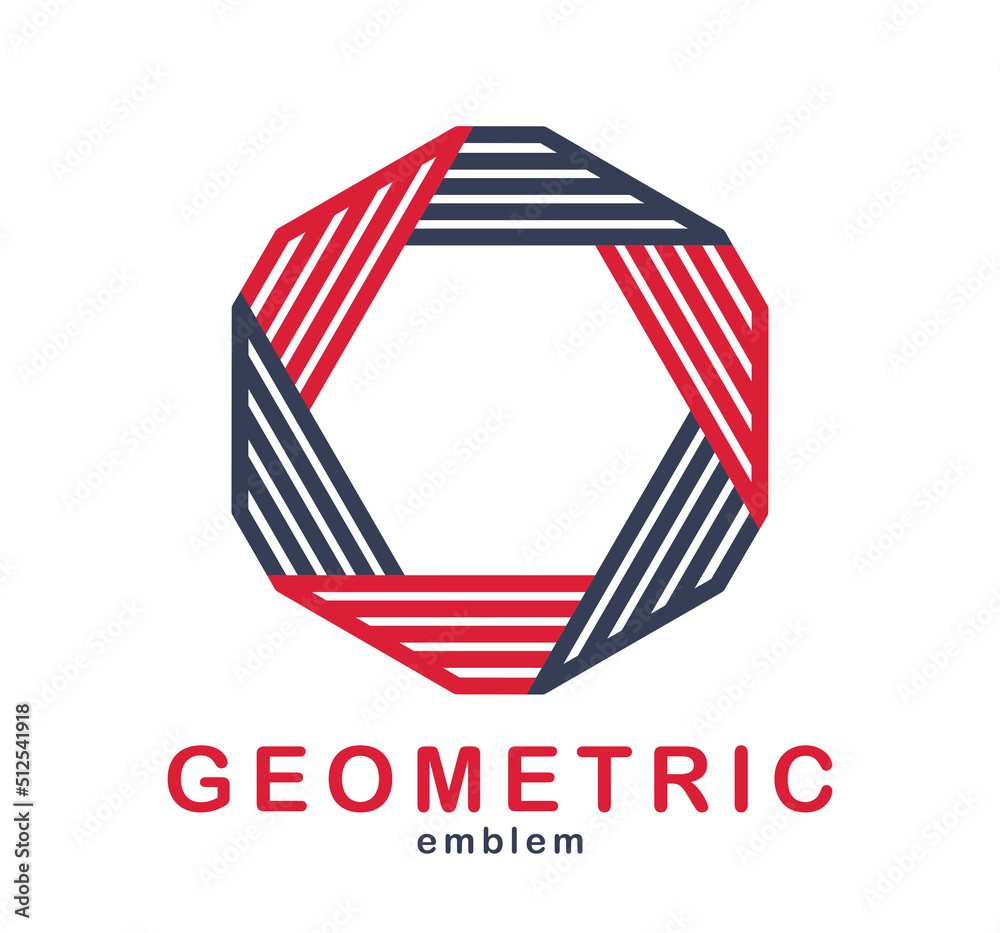 Abstract geometric vector logo isolated on white, linear graphic design ...
