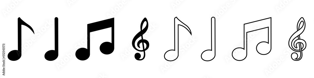 Music note vector icons set. Sound illustration sign collection. Melody ...