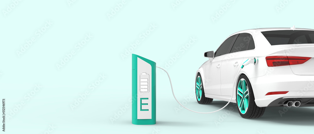 Electric car Energy saving. EV charging station for connected to power ...
