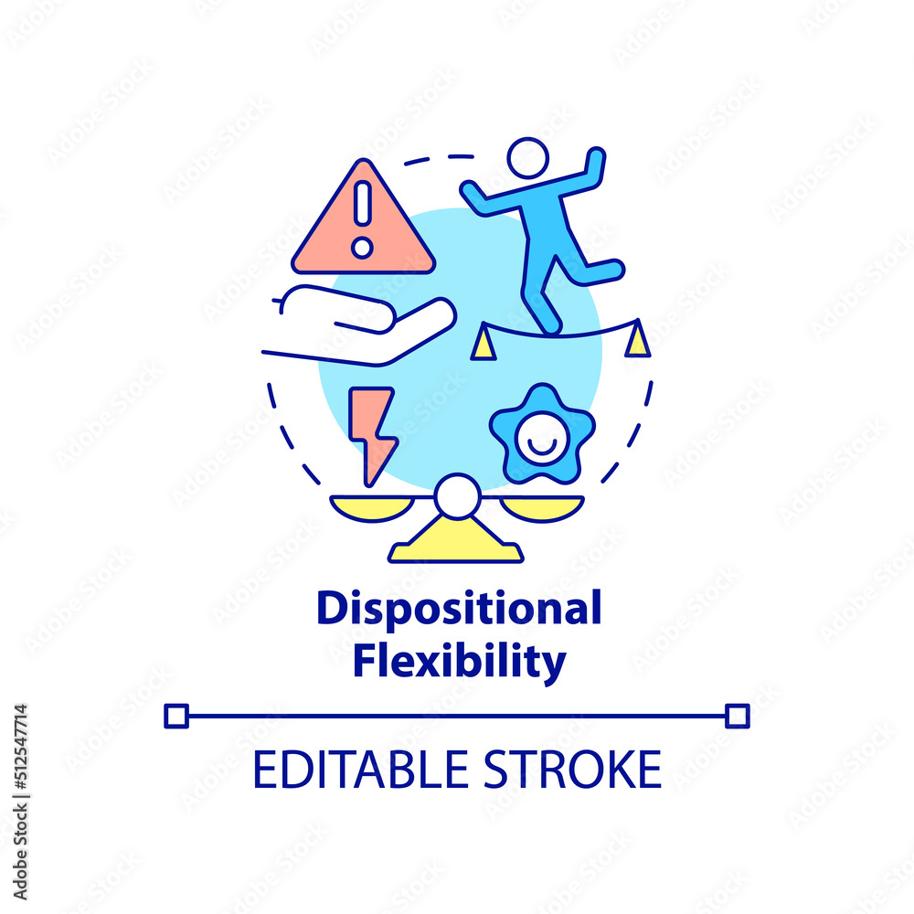 Dispositional flexibility concept icon. Optimism and realism. Leader ...