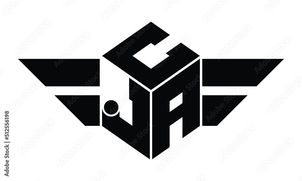 CJA three letter gaming logo in polygon cube shape logo design vector ...