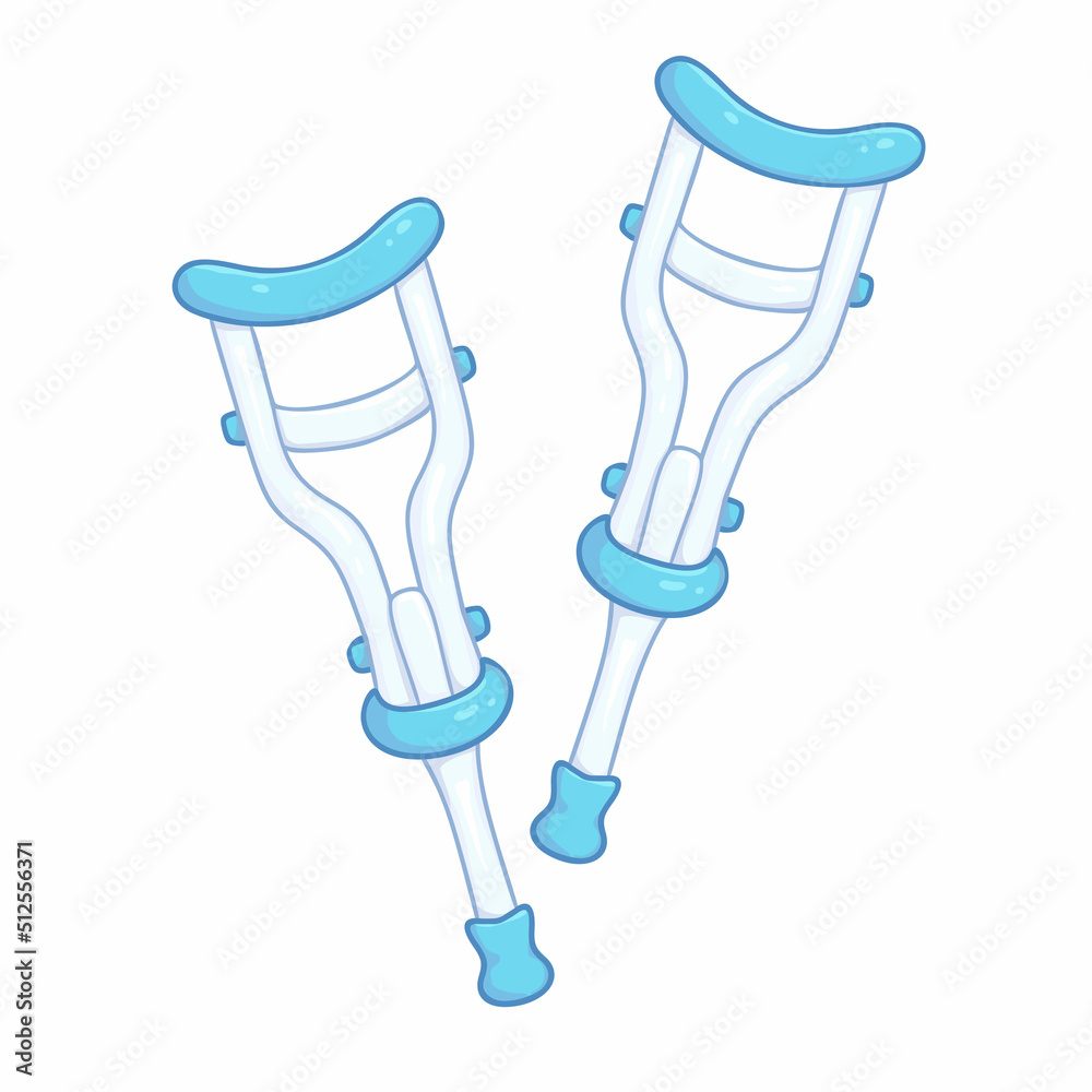 Vector illustration of medical two pair crutches isolated on white ...