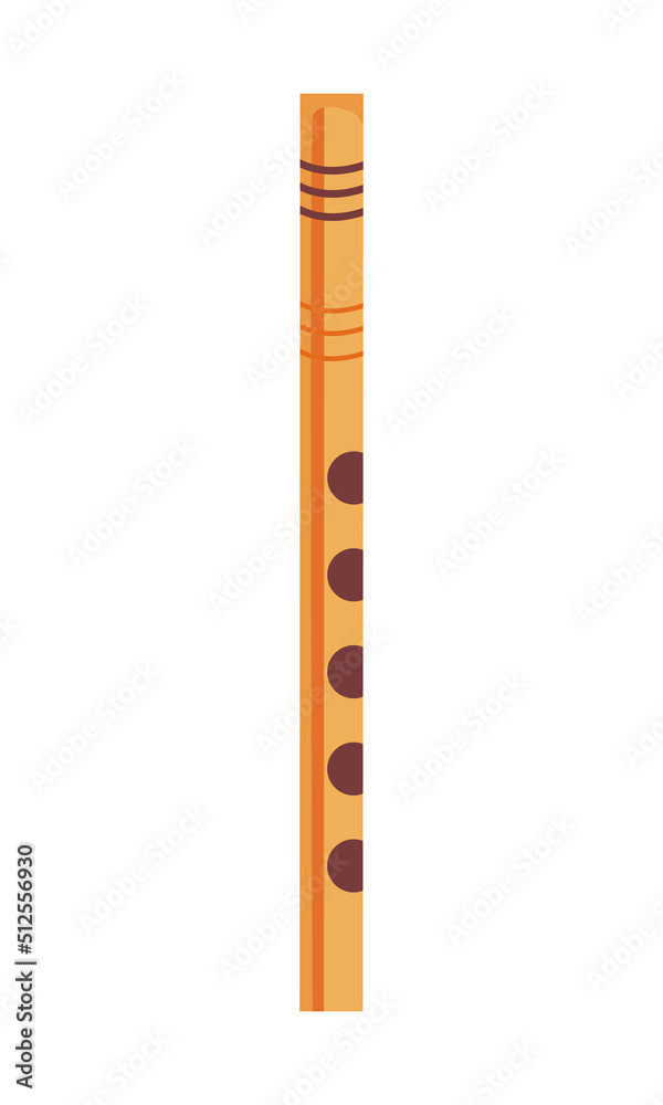 Greek flute semi flat color vector object. Full sized item on white ...