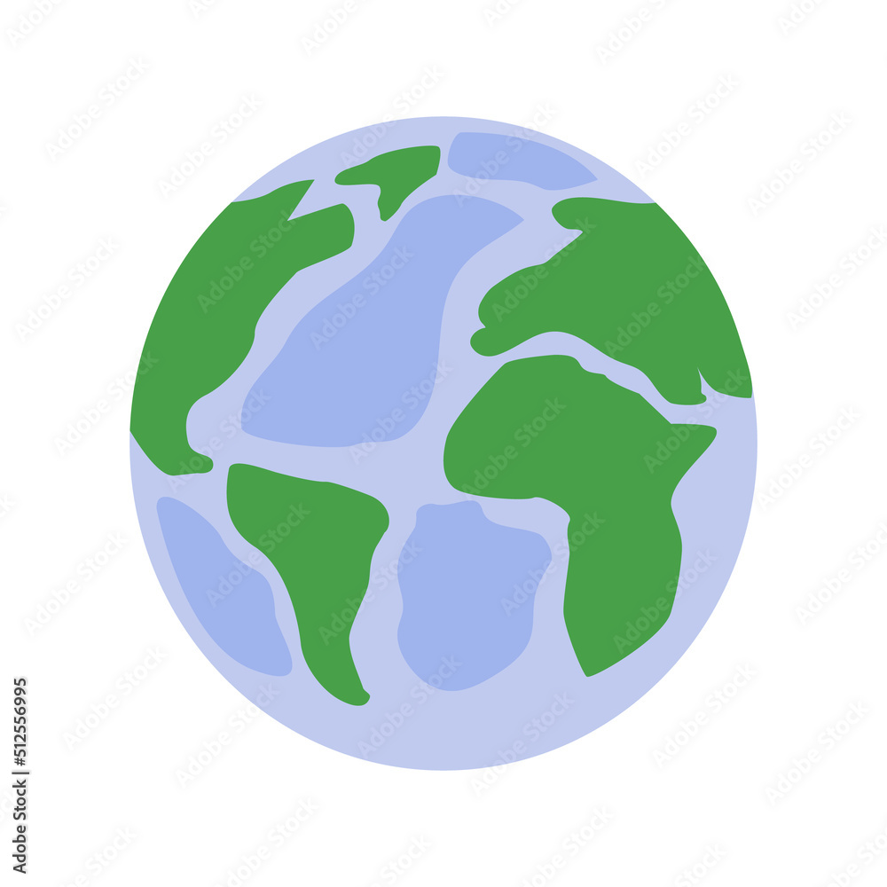 Spherical earth map semi flat color vector object. Full sized item on ...