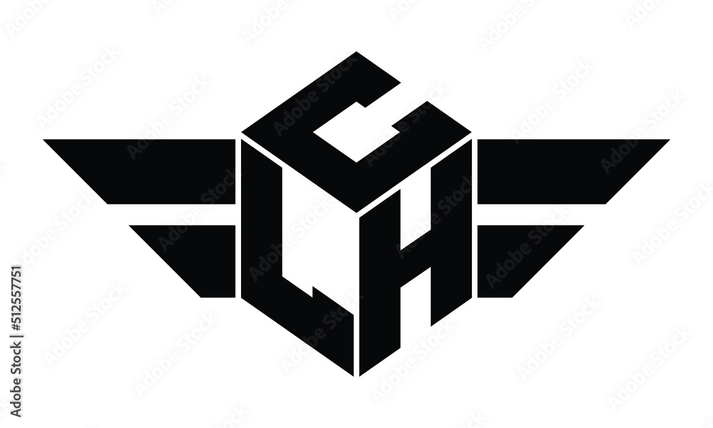 CLH three letter gaming logo in polygon cube shape logo design vector ...