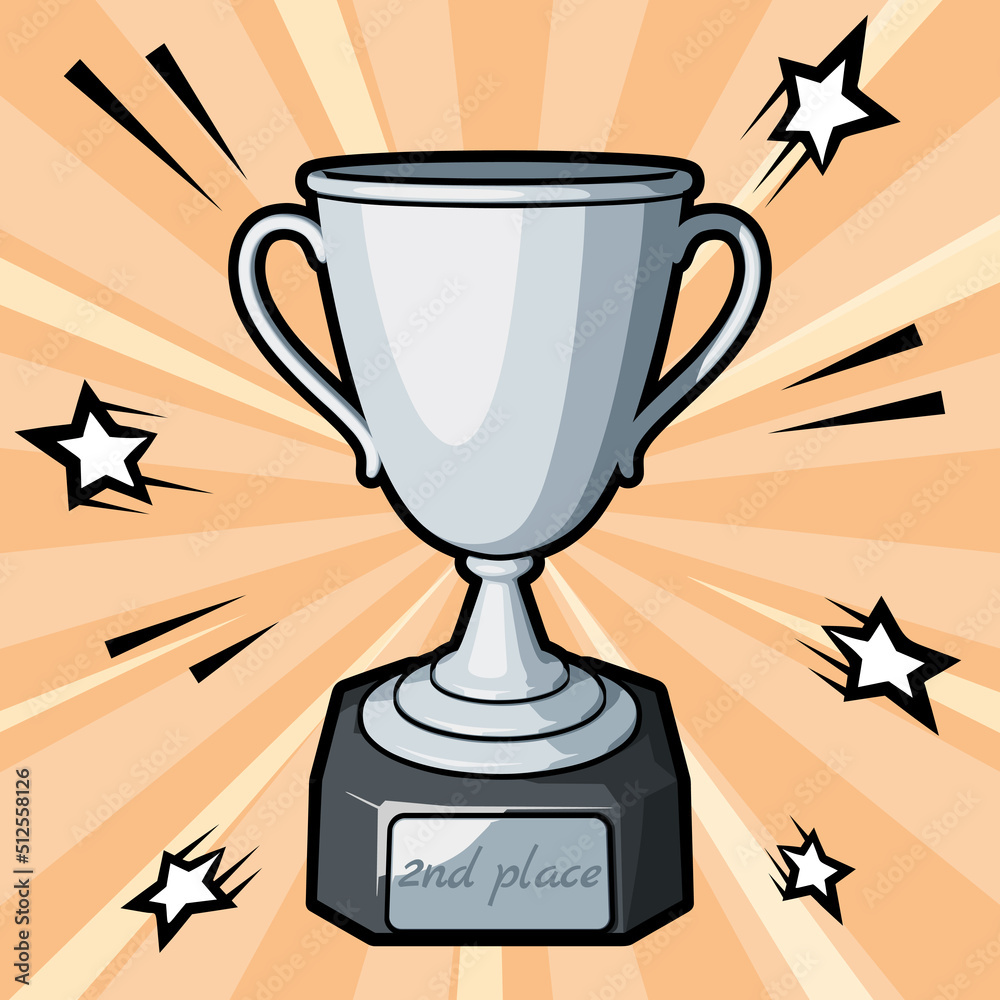 Champions silver cup or trophy cup with text on silver plate 2nd Place ...