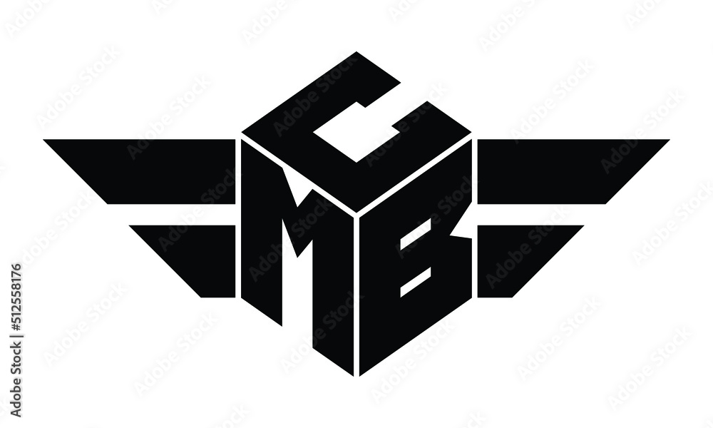 CMB three letter gaming logo in polygon cube shape logo design vector ...