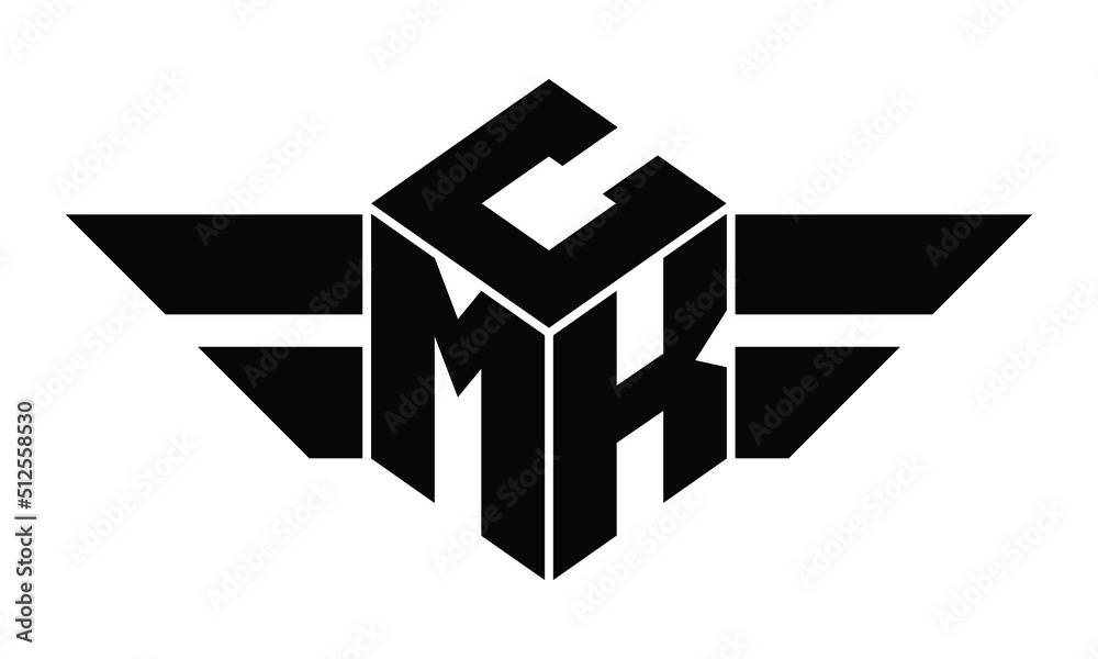 CMK three letter gaming logo in polygon cube shape logo design vector ...