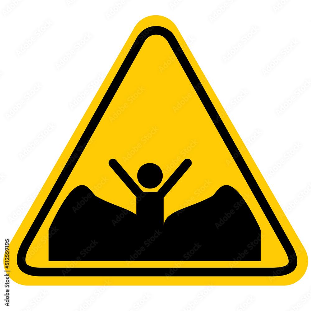 quicksand or mud warning sign on white background. Caution deadly sand ...