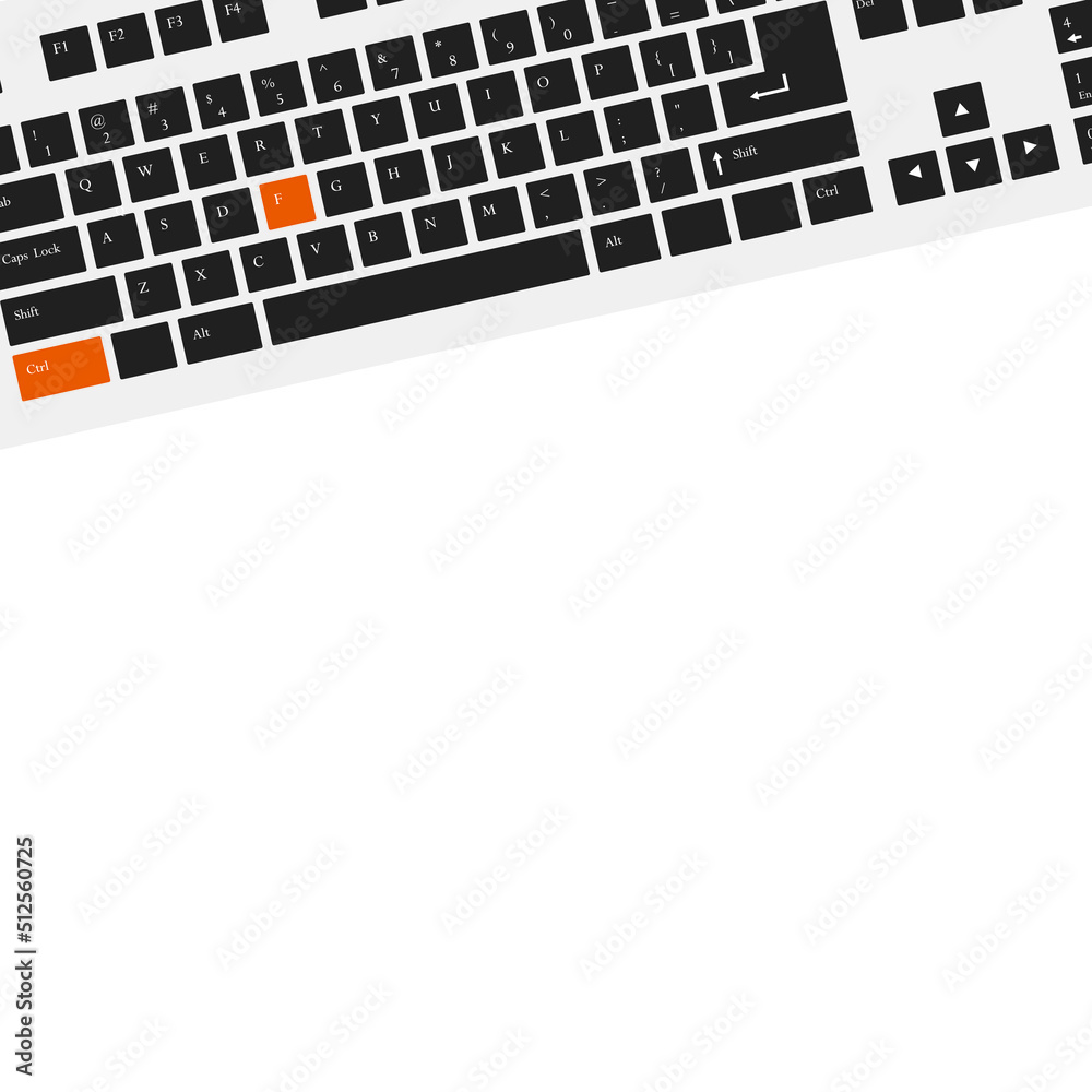 Ctrl and F keyboard shortcut vector illustration, Find text shortcut ...