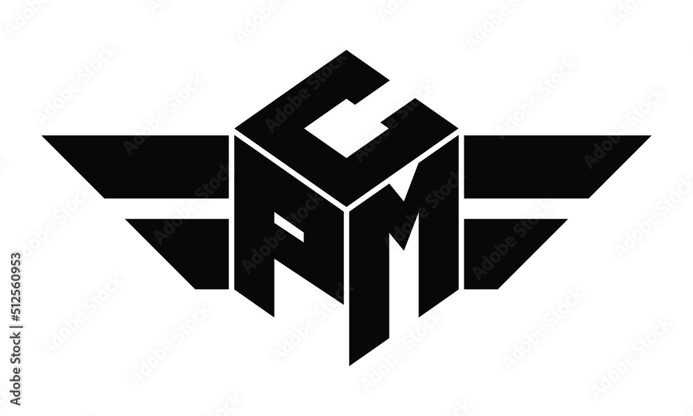 CPM three letter gaming logo in polygon cube shape logo design vector ...