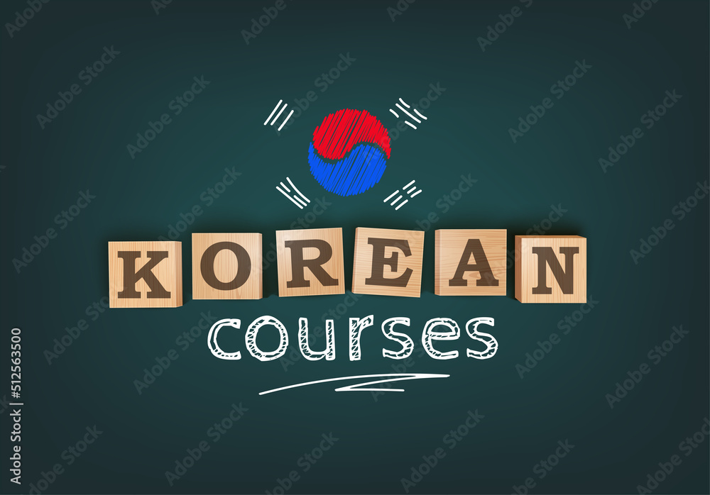 Korean Courses. Language Courses Template Background. Chalkboard Desk ...