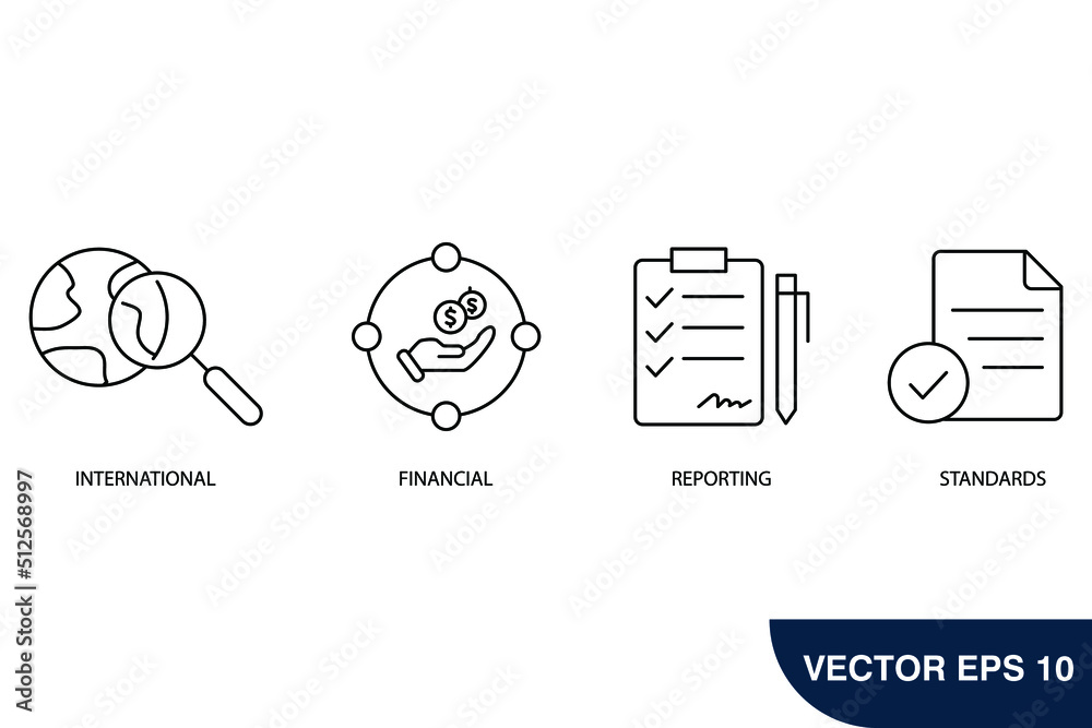 International Financial Reporting Standards icons set . International ...