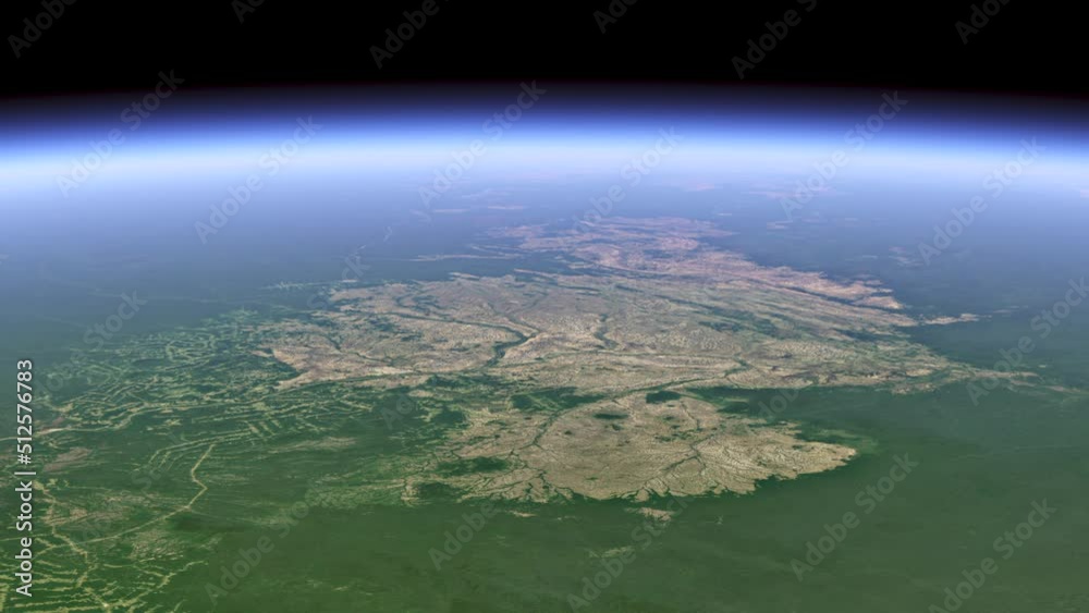 Deforestation of the Amazonia. View from space over the Amazon region ...