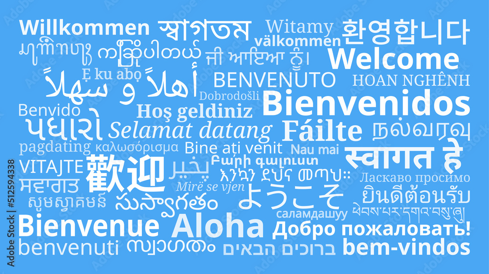 Composition of "Welcome" messages in world different written languages ...