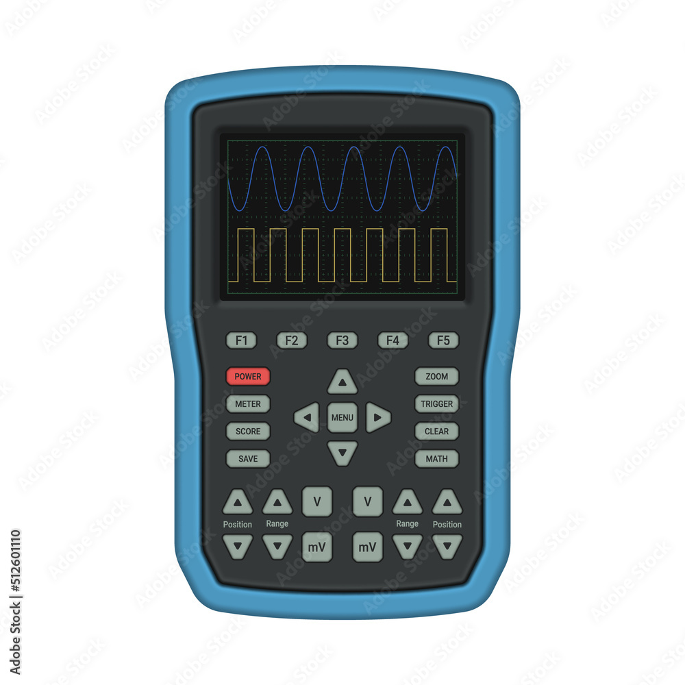 Realistic oscilloscope isolated on white background. Vector ...