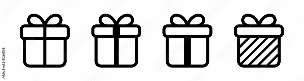 Present gift box icon. Gift box icon set. Present symbol. Christmas ...