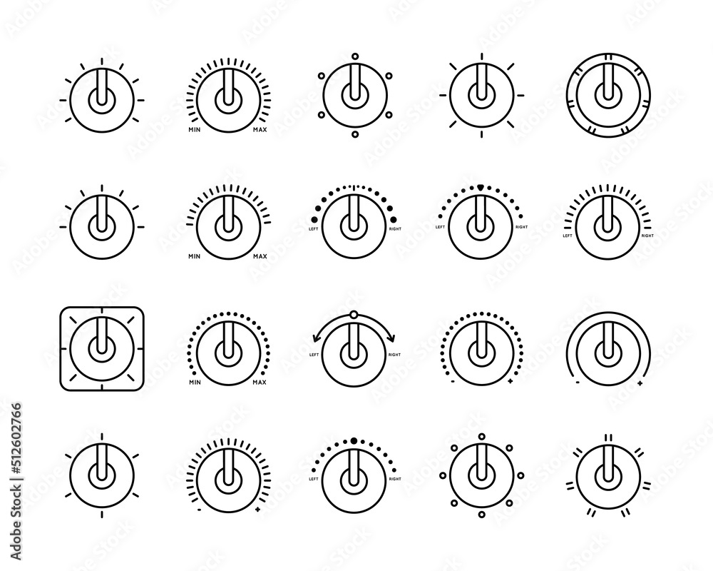 Set of Vector Icons on Theme Adjustment, Mode Selection, Control ...