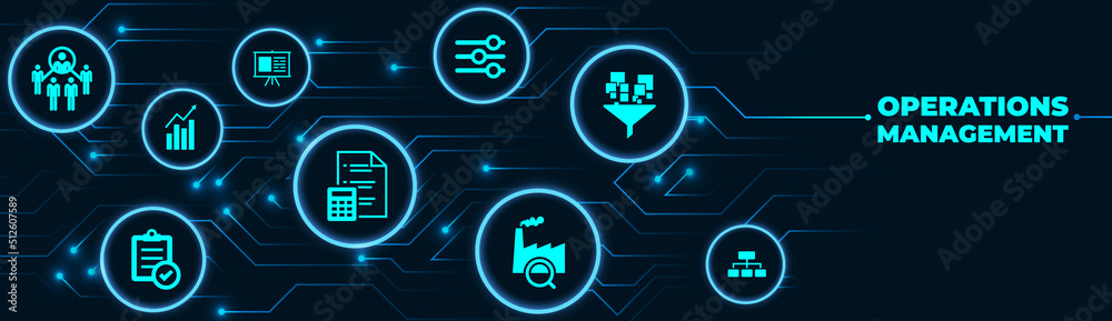 Operations management vector illustration. Blue concept related to ...