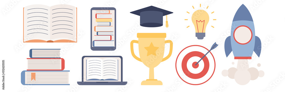 E-learning icon set. Distance education, online education, online ...