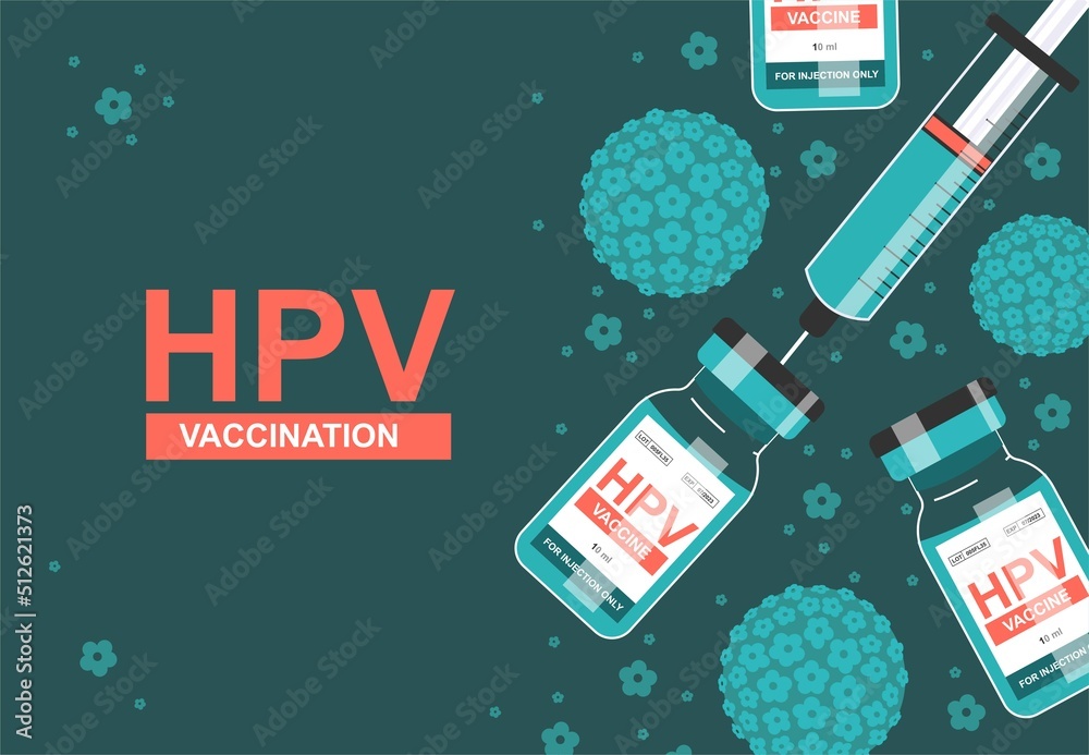 HPV -Human papillomavirus vaccine illustration with a syringe. Stock Vector | Adobe Stock
