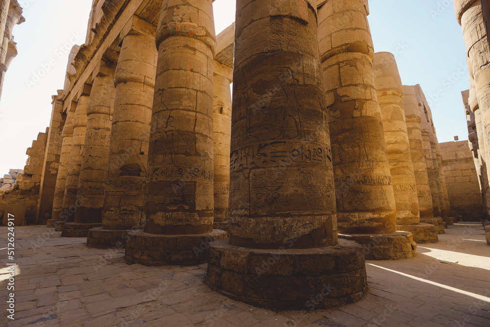 Luxor, Egypt - November 11, 2020: Ancient Massive Columns of Karnak ...