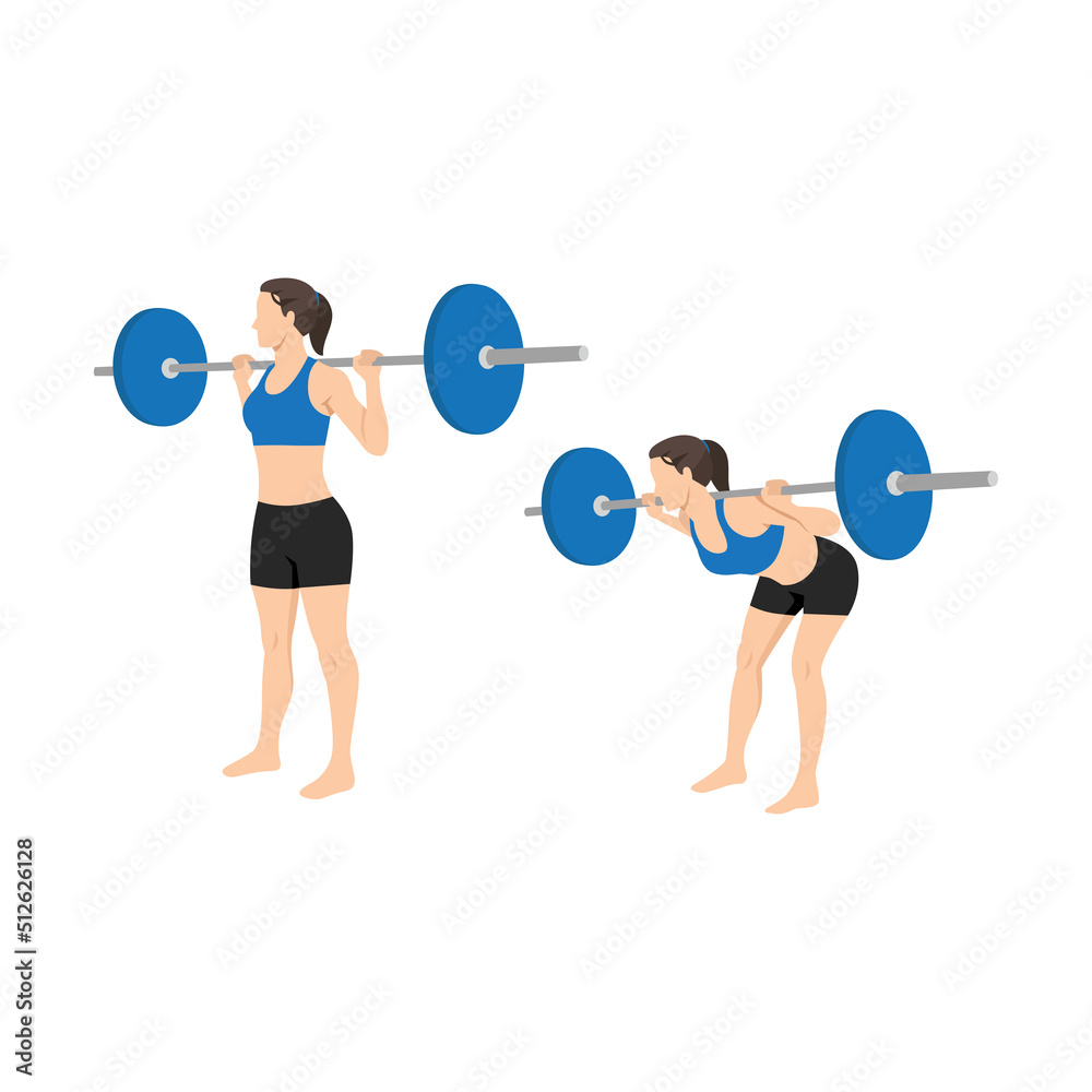 Sport woman doing Good morning exercise for backside workout. Flat ...